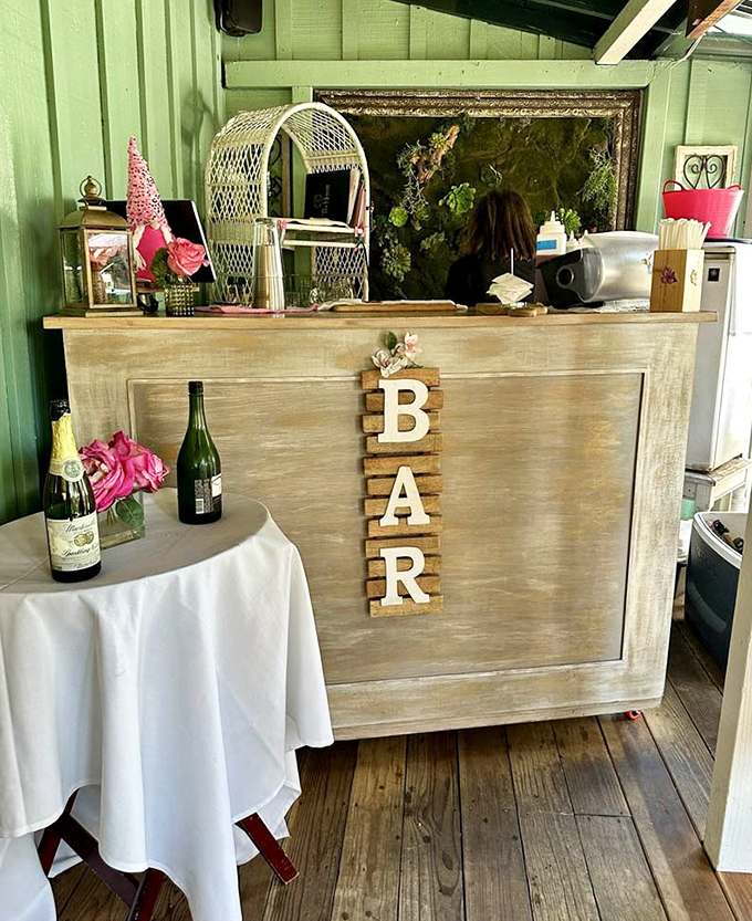 Even the bar says "charming cottage" rather than "watering hole"&mdash;a place where champagne feels right at home.