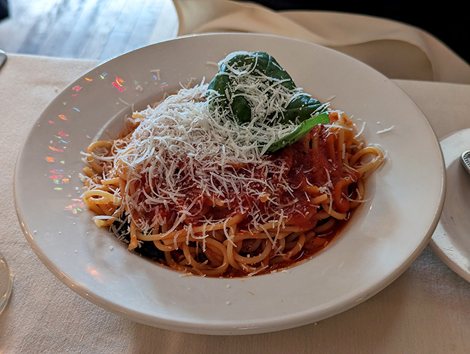 Spaghetti pomodoro—the true test of any Italian kitchen. Simple ingredients that require perfect execution, and they've nailed it.