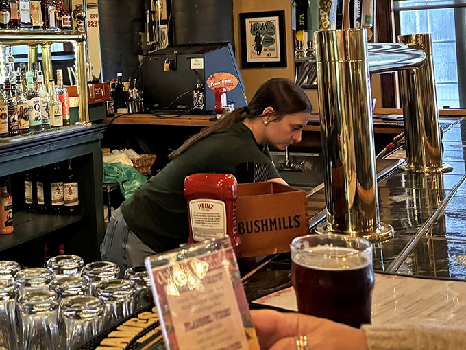 The staff works with practiced efficiency, treating the pouring of a proper pint with the reverence this sacred ritual deserves.