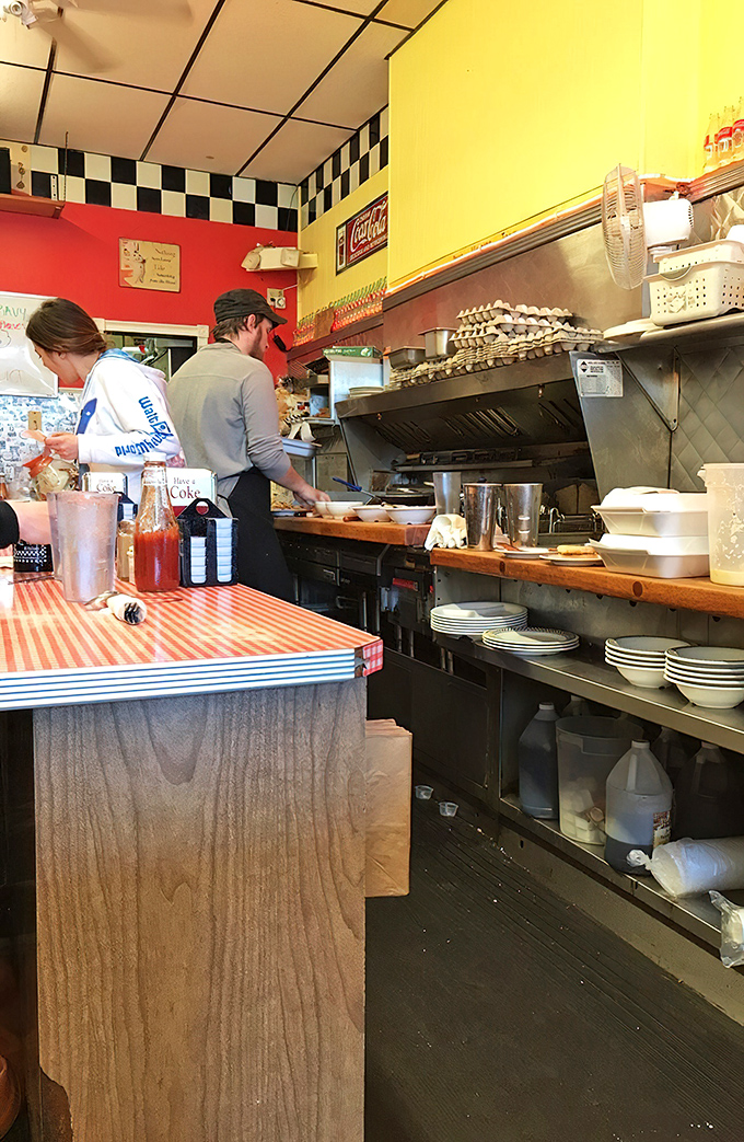 Hardworking kitchen staff create morning miracles with skill that only comes from years of practice.