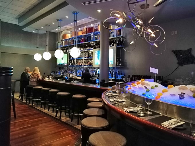 White tablecloths and proper place settings signal you're in for a dining experience, not just a meal. Maritime elegance without the seasickness.