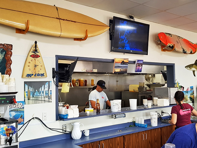 The kitchen crew moves with the choreographed precision of surfers reading a wave&mdash;except their reward is your breakfast bliss.