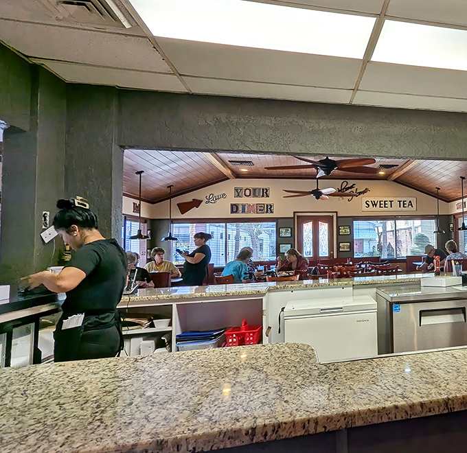 Where the magic happens&mdash;staff working with the practiced efficiency that comes only from years of perfecting comfort food classics.