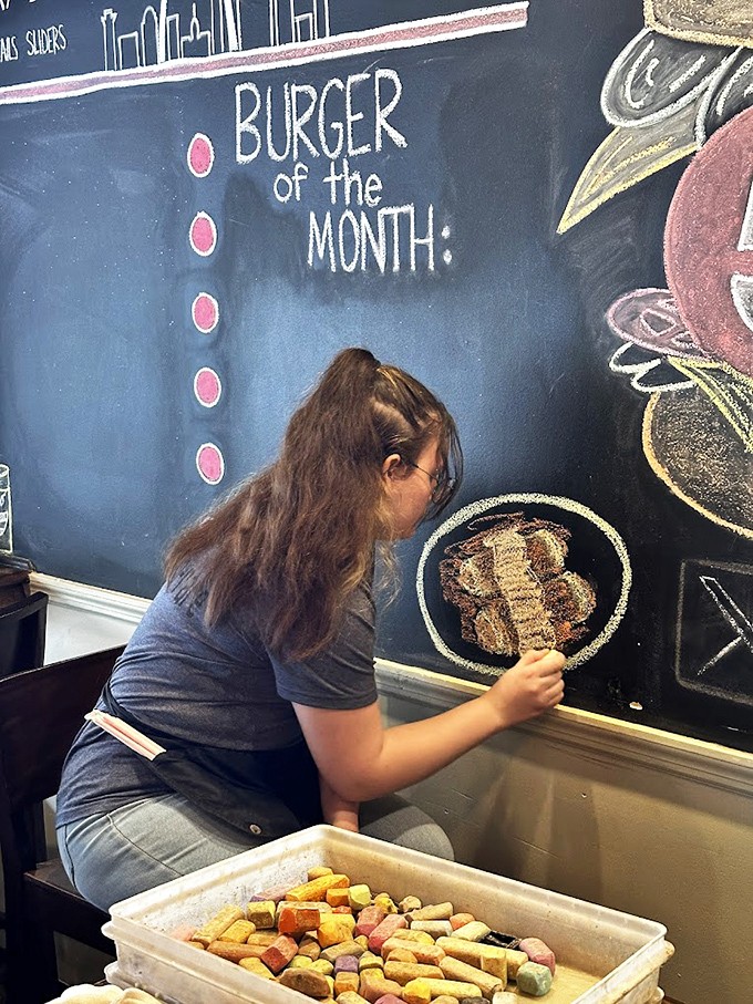 Artistry in chalk&mdash;the burger of the month gets its moment in the spotlight. Food this good deserves its own portrait.