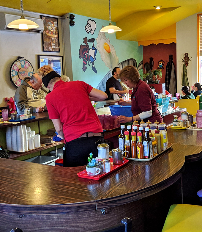 Hardworking staff keep the magic flowing, turning simple ingredients into morning miracles daily.