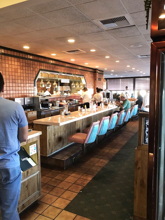 Where magic happens&mdash;the counter seating offers front-row tickets to the culinary show. Breakfast theater at its finest.