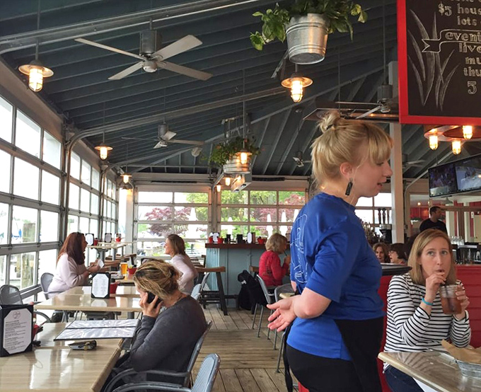 The bright, airy dining room invites lingering conversations and second rounds of drinks, especially when the bay breeze flows through.