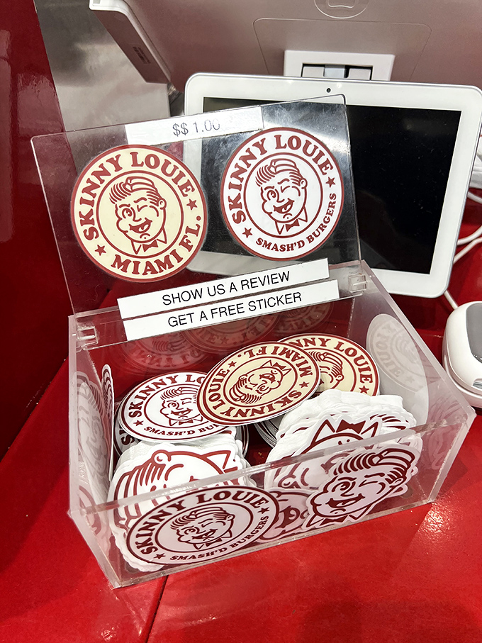 Leave a review, get a sticker&mdash;the modern version of "I came, I saw, I conquered this amazing burger."