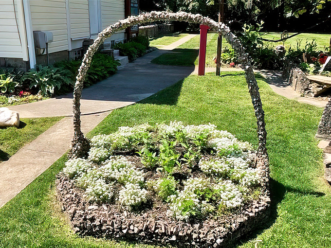 Woven in stone, this basket sculpture proves that traditional crafts inspire timeless artistic expression.