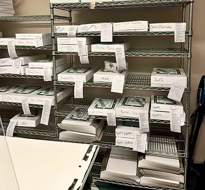 Organized chaos of takeout orders proves word's out about these sweet sensations.