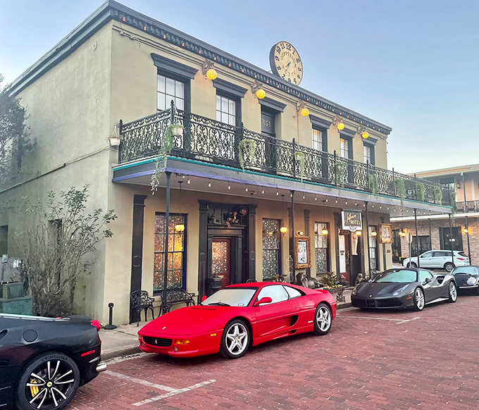 The Jefferson Palace Hotel stands ready for visitors, though the Ferrari out front suggests not all tourists are coming for the historical experience alone.