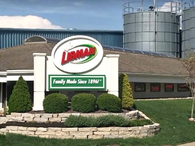 Libman Company, making brooms since 1896, connects directly to Arcola's "Broom Corn Capital" heritage. Those silos in back hint at the agricultural roots.