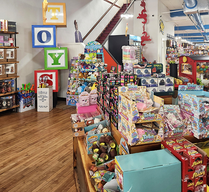 The toy section proves Grandpa Joe understands that while candy feeds the body, whimsy nourishes the soul.