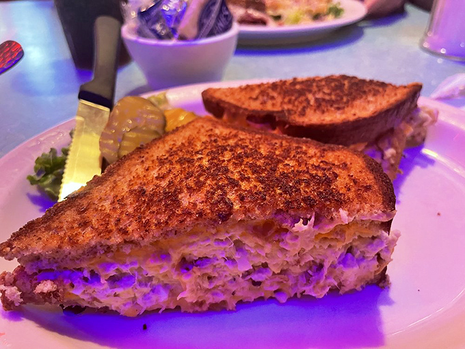 Grilled to golden perfection, this sandwich reveals its treasure between toasted slices&mdash;a melty interior that stretches with each bite into comfort food nirvana.