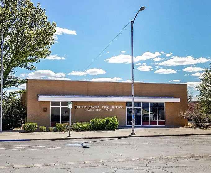 Even Marfa's post office has that clean-lined, mid-century aesthetic that makes you want to mail postcards just for the pleasure of walking inside.