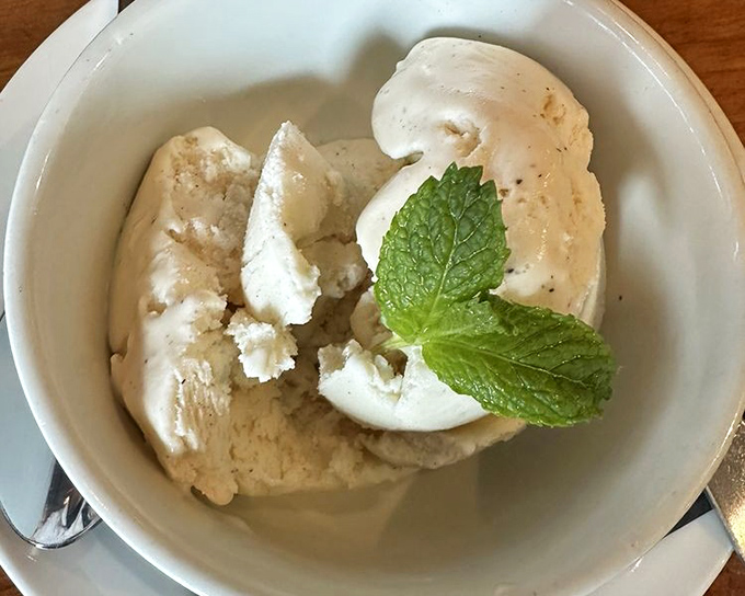 Vanilla ice cream with mint that reminds you why classics become classics&mdash;they simply get the job done, deliciously.
