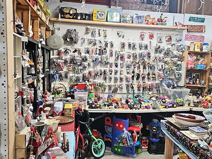 Action figure nirvana for grown-up kids. This wall of plastic nostalgia proves collecting isn't hoarding if you display it nicely and call it memorabilia.