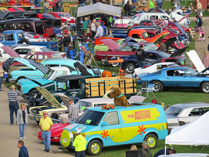Detroit's finest on display. The Mystery Machine makes a surprise appearance among classic cars that transport you back to your first driver's license photo.