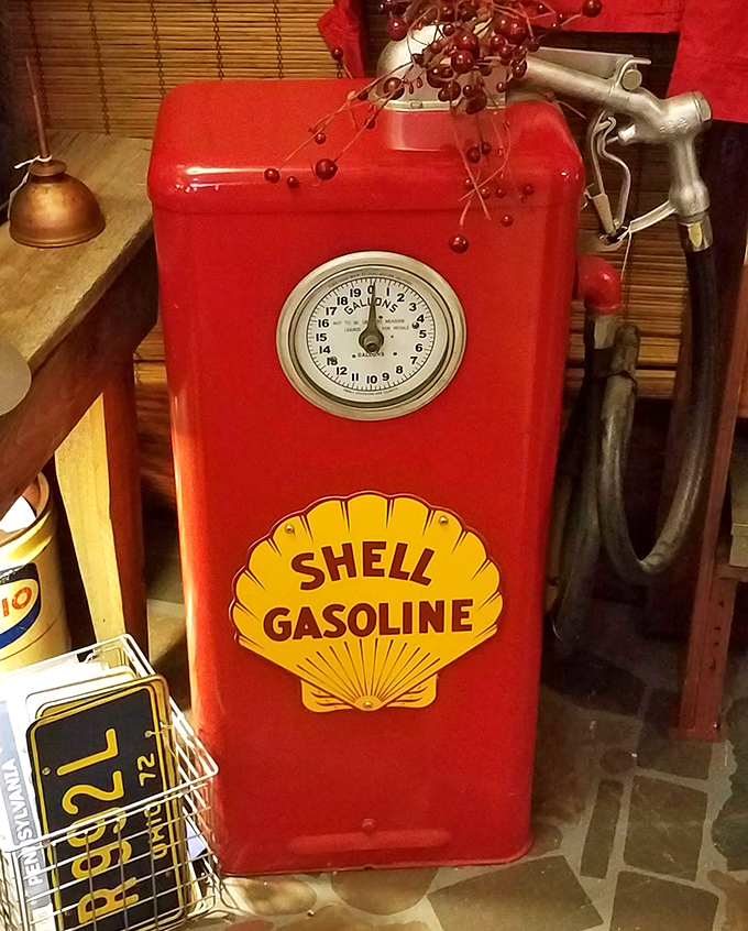 This Shell gas pump recalls an era when service stations actually offered service, and road trips meant real adventure rather than GPS-guided efficiency.