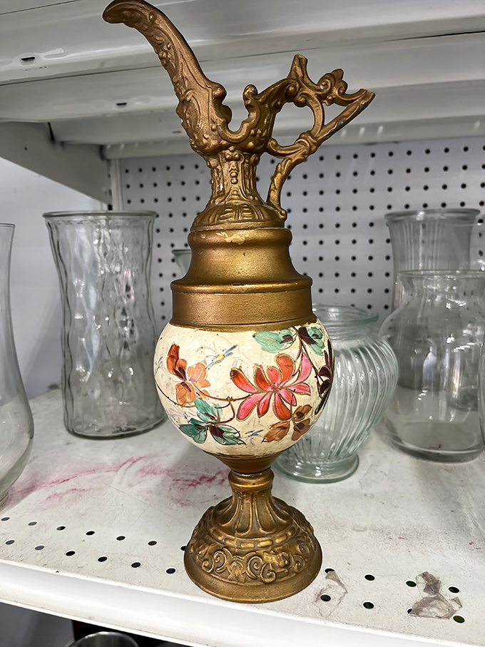 Sometimes you stumble upon genuine treasures - this ornate ewer whispers stories of elegant dinner parties past.
