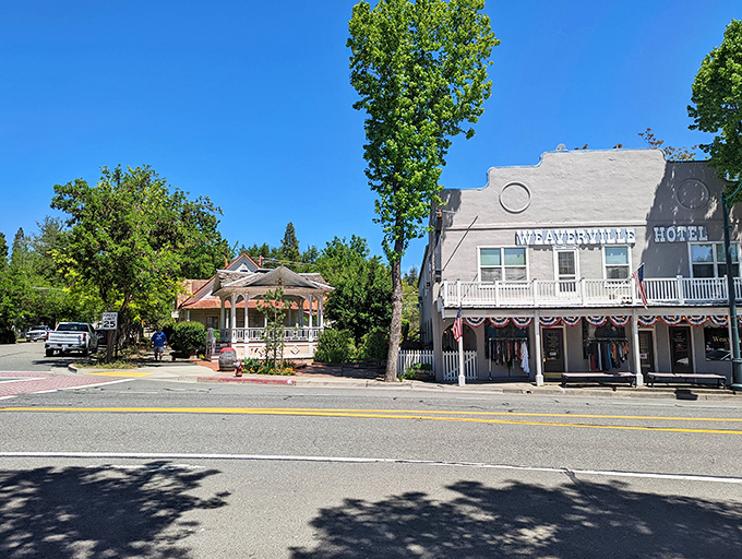 The Weaverville Hotel stands as a testament to simpler times, when porches were for sitting and not just architectural flourishes for curb appeal. 
