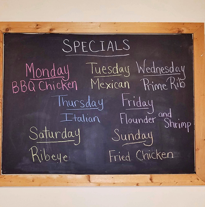 The weekly specials board reveals Tramway isn't just about breakfast. From BBQ Chicken Mondays to Fried Chicken Sundays!