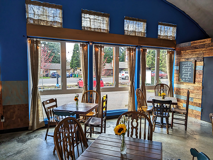 Sunflowers on the tables remind you that while barbecue may be serious business, enjoying it shouldn't be. Sunshine and smoked meat—a perfect pairing.