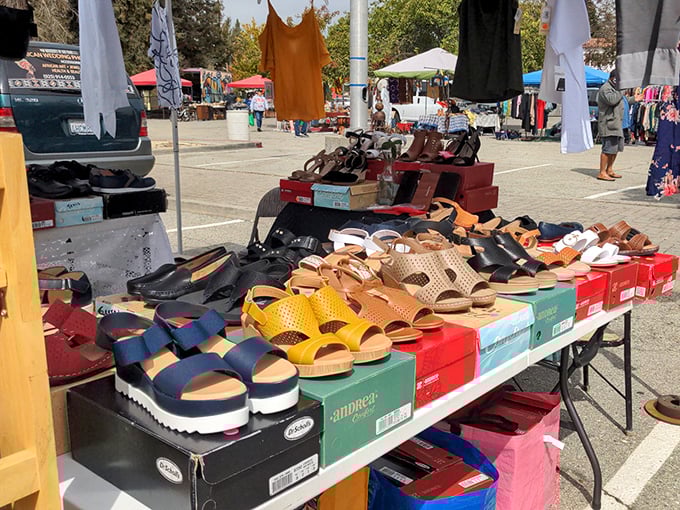 Sandal season is eternal at the flea market, where yesterday's fashion finds new feet at prices that make your wallet smile.