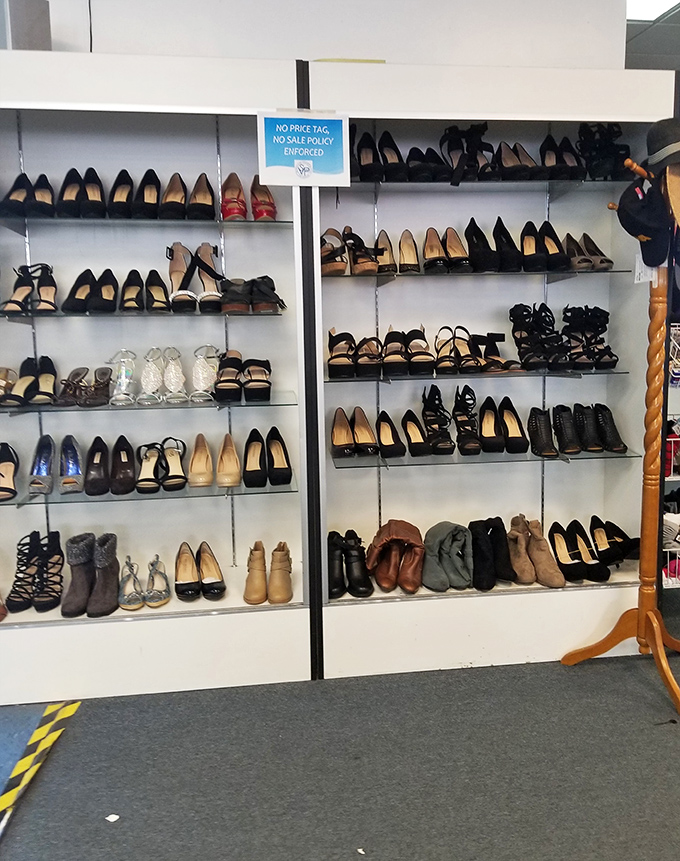 The shoe wall: where Carrie Bradshaw's castoffs find new life with savvy shoppers who know style doesn't require a second mortgage.