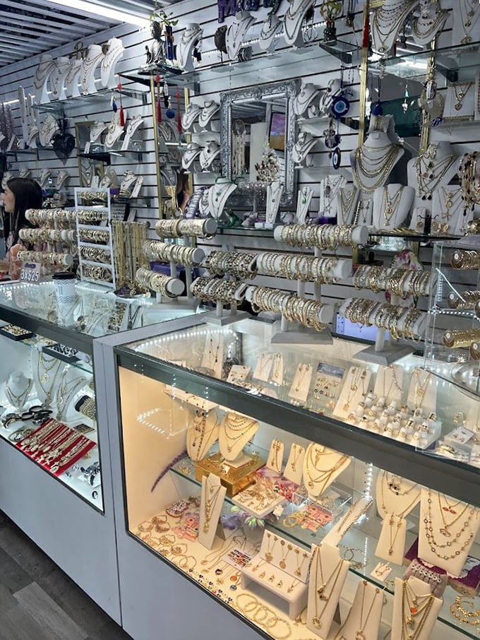Jewelry displays that sparkle with possibility&mdash;where necklaces, bracelets, and earrings await their perfect match in a glittering sea of options.