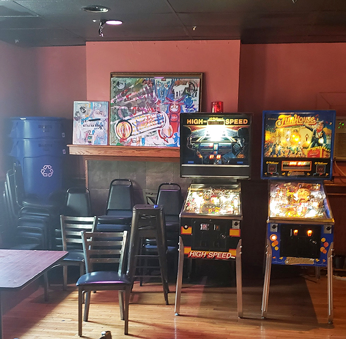 While waiting for your order, challenge yourself to pinball. Winner gets first dibs on the brisket.