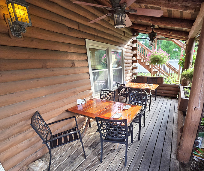 The veranda offers al fresco dining with a side of fresh mountain air&mdash;because schnitzel always tastes better with a gentle breeze.
