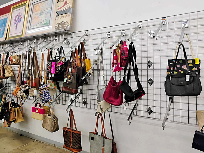 Handbag heaven, where designer dreams meet bargain hunter reality. That structured black tote could organize your life without organizing your debt.