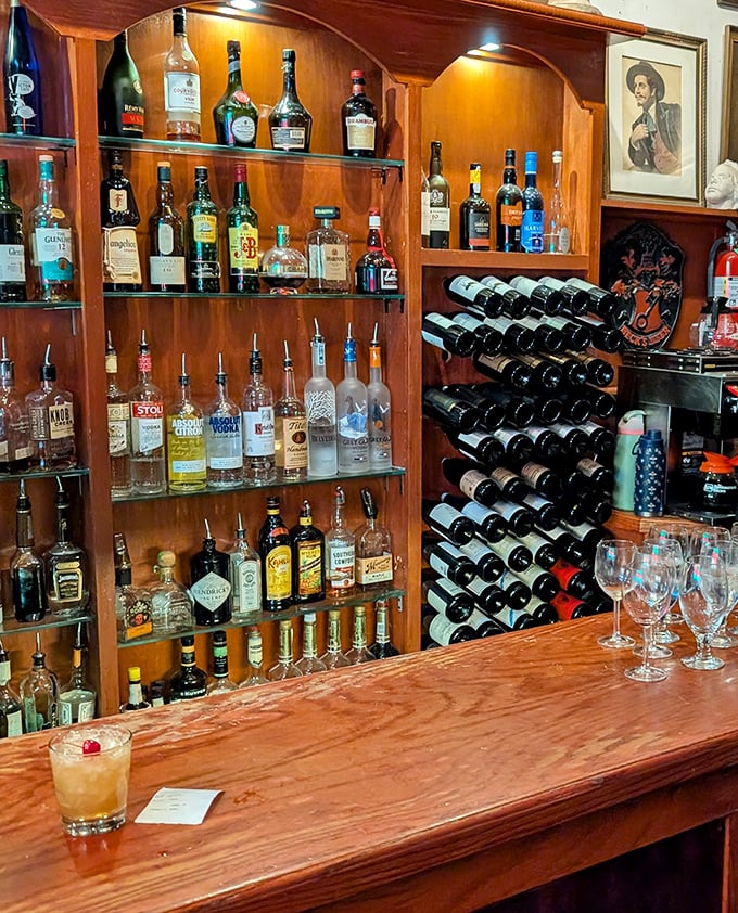 The bar doesn't just stock spirits &ndash; it showcases them like a museum of liquid art, ready to complement your meal with the perfect pairing.