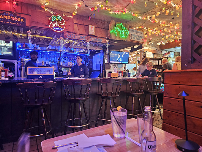 The bar &ndash; where locals and tourists alike gather to swap fish tales. Some of them might even be true.