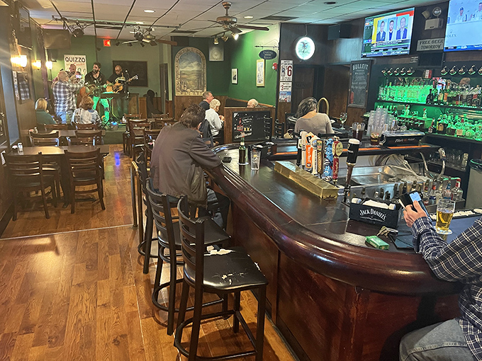 Not Gaudiello's &ndash; this appears to be a bar area from a different establishment with wooden furnishings and a casual atmosphere.