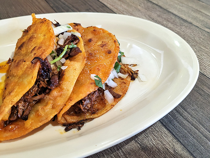 These birria tacos represent the perfect marriage of crispy tortillas and rich, flavorful meat that's been slow-cooked to perfection. 