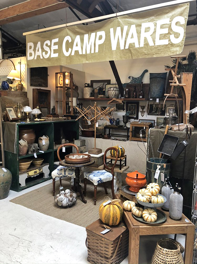 "Base Camp Wares" offers rustic treasures with farmhouse appeal. Those decorative pumpkins aren't just seasonal&mdash;they're conversation starters.