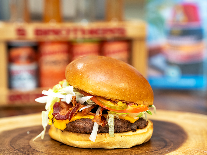 This isn't just another burger; it's a testament to balance. The perfect stack of beef, cheese, bacon and fresh toppings creates harmony in handheld form.
