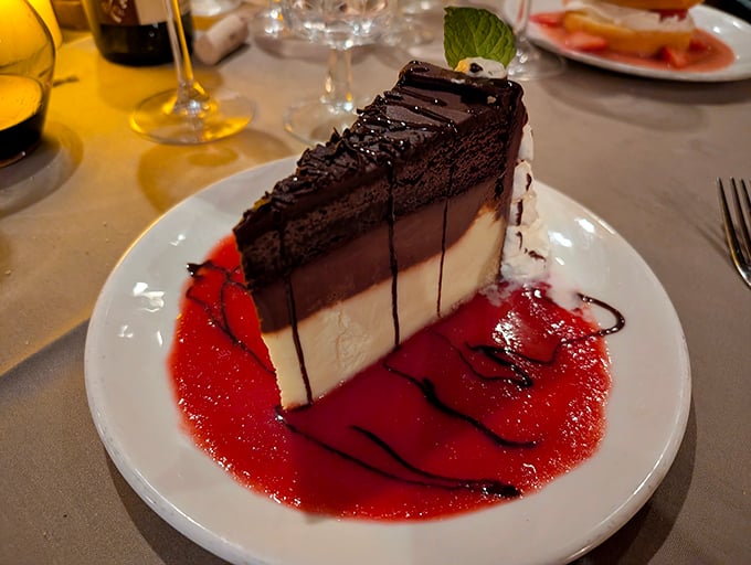 A triple-layer chocolate dessert that doesn't so much end your meal as provide a standing ovation for it. Sweet excess at its most justified.