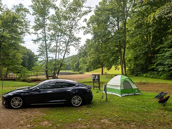 This picnic shelter has hosted countless family gatherings and spontaneous rain escapes. Simple wooden beams framing memories for generations of visitors.