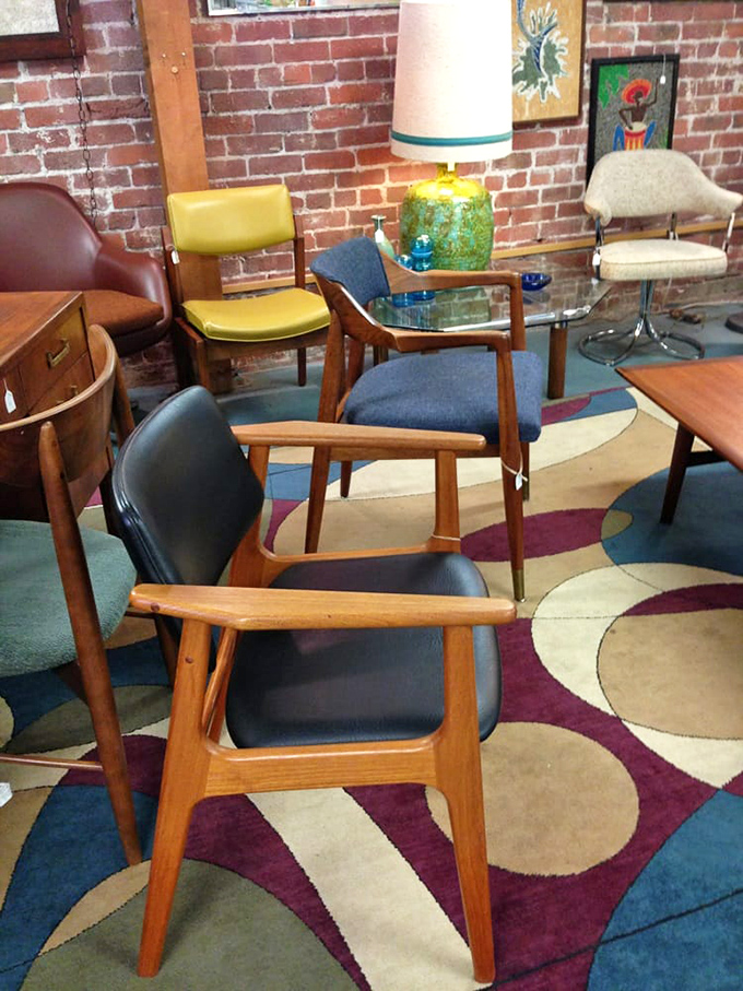 The mid-century modern furniture section feels like a "Mad Men" set waiting for Don Draper to sip whiskey and contemplate life.