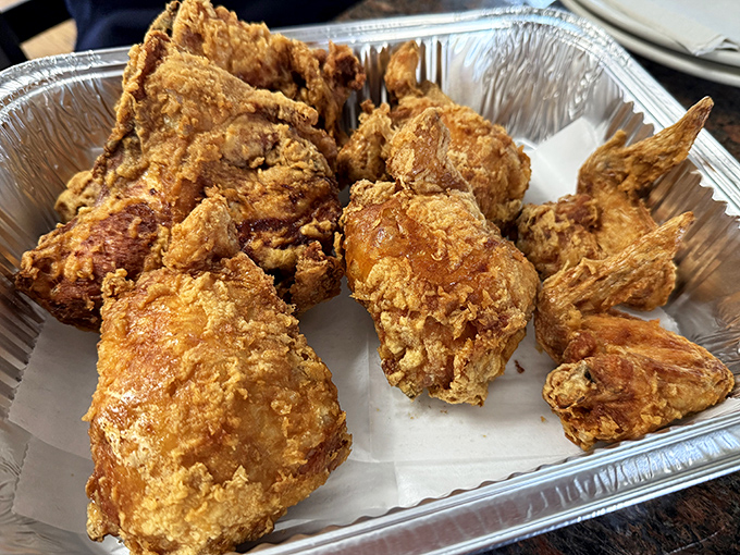 Takeout chicken that makes car picnics feel like five-star dining. These golden pieces practically beg you to ignore proper etiquette and lick your fingers.