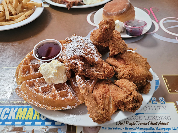Chicken and waffles &ndash; the breakfast equivalent of a perfect marriage. Crispy, savory, sweet, and utterly magnificent in its golden-brown glory.
