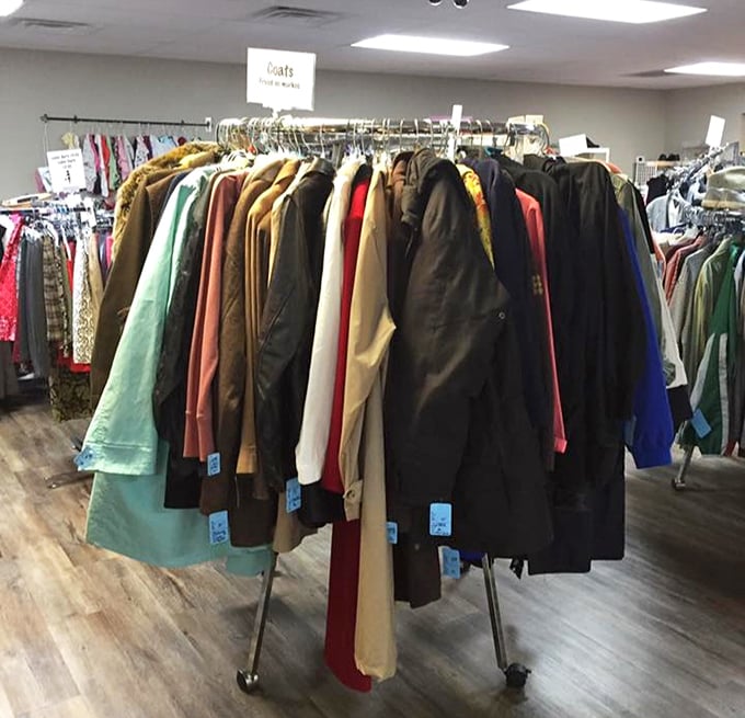 Coats and jackets hanging like faithful guardians, ready to protect against Tennessee's unpredictable weather patterns.