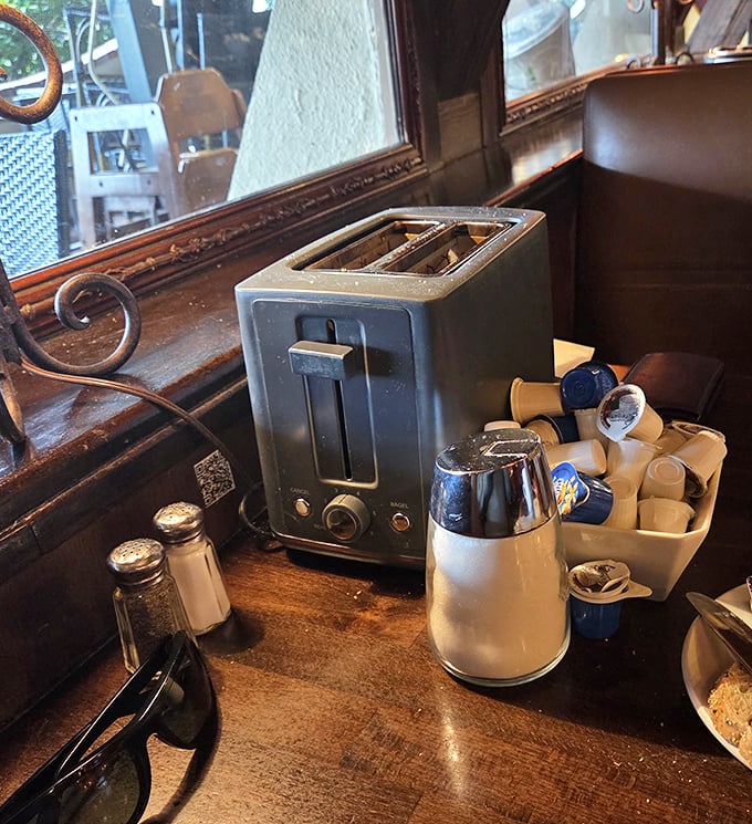 The humble altar of diner condiments&mdash;salt, pepper, creamer, and sugar. Simple tools for customizing your breakfast masterpiece.