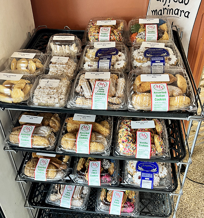 Italian cookies stacked like edible Jenga towers. One of each? Don't mind if I do&mdash;diet starts tomorrow, as it has for the past decade.