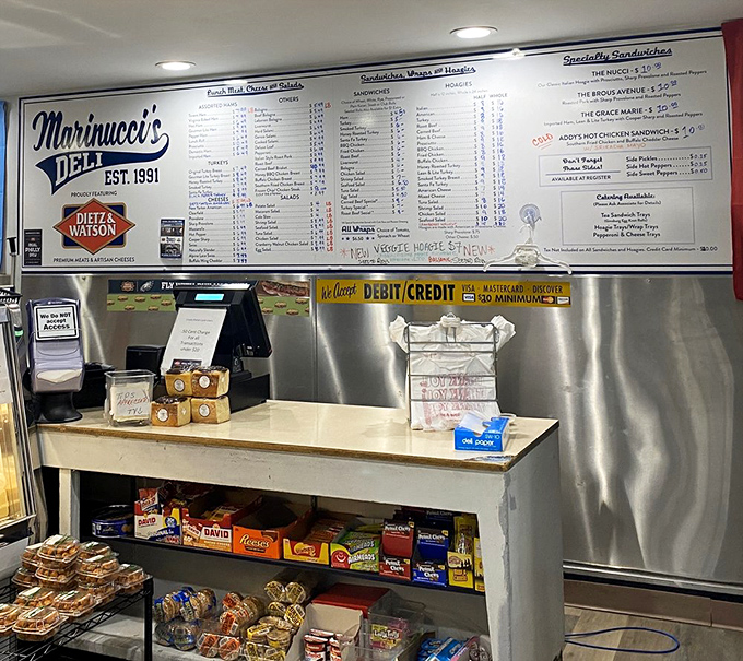 The command center where hoagie magic happens &ndash; no fancy equipment, just skill and decades of muscle memory.