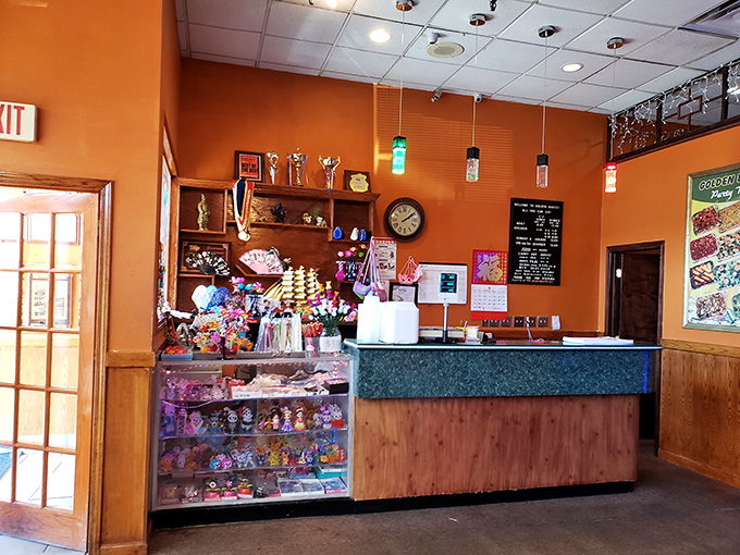 The front counter, where dreams begin and doggie bags are born. Note the candy display&mdash;dessert insurance for the road.