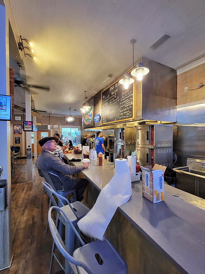 Counter seating puts you front-row for the culinary show. Watch oysters being shucked while you contemplate your next beer run.
